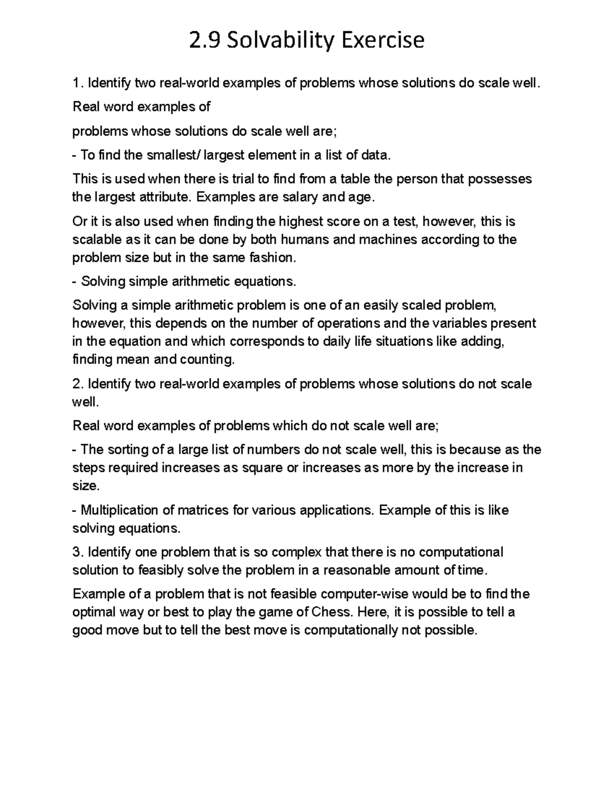 2.9 Solvability Exercise: Scaling Solutions in Real-World Problems - Studocu