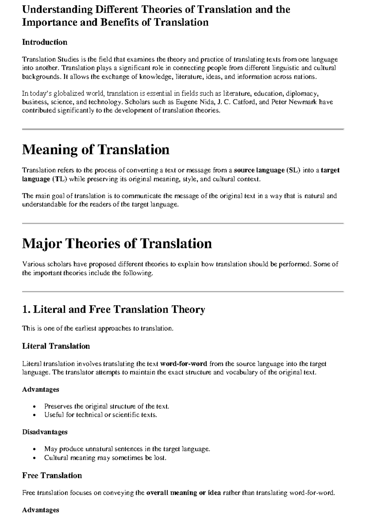 P4 - Understanding Translation Theories and Their Importance - Studocu