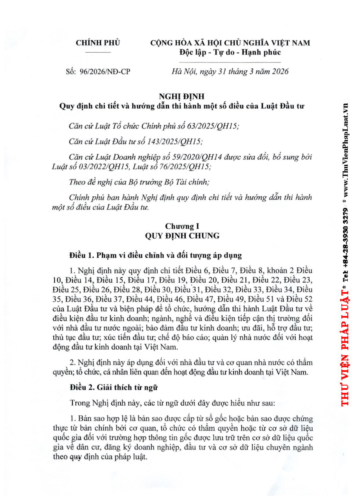 Nghi dinh 96/2026: Quy dinh chi tiet ve dau tu kinh doanh tại Viet Nam ...