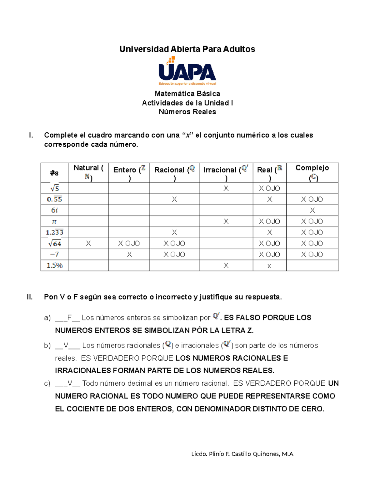 Ejercicios Completos sobre Números Reales - Matemática Básica (1) - Studocu