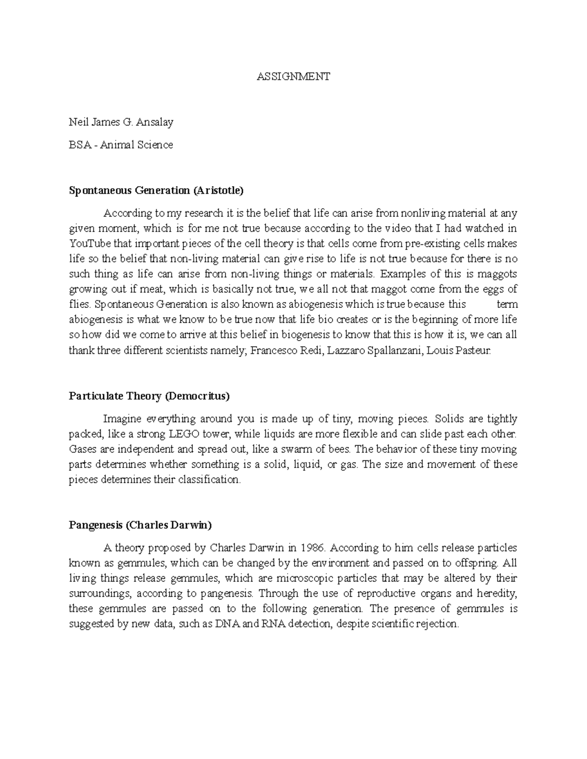 Assignment - ASSIGNMENT Neil James G. Ansalay BSA - Animal Science ...