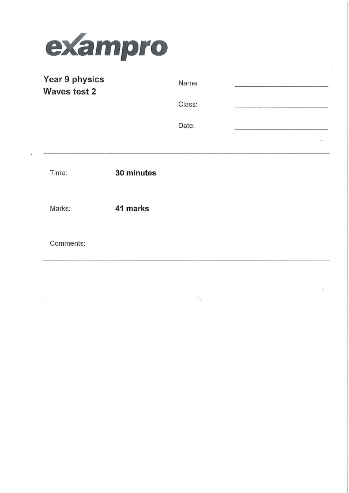 Year 9 Physics Exam: Waves Test 2 (2020) - Studocu