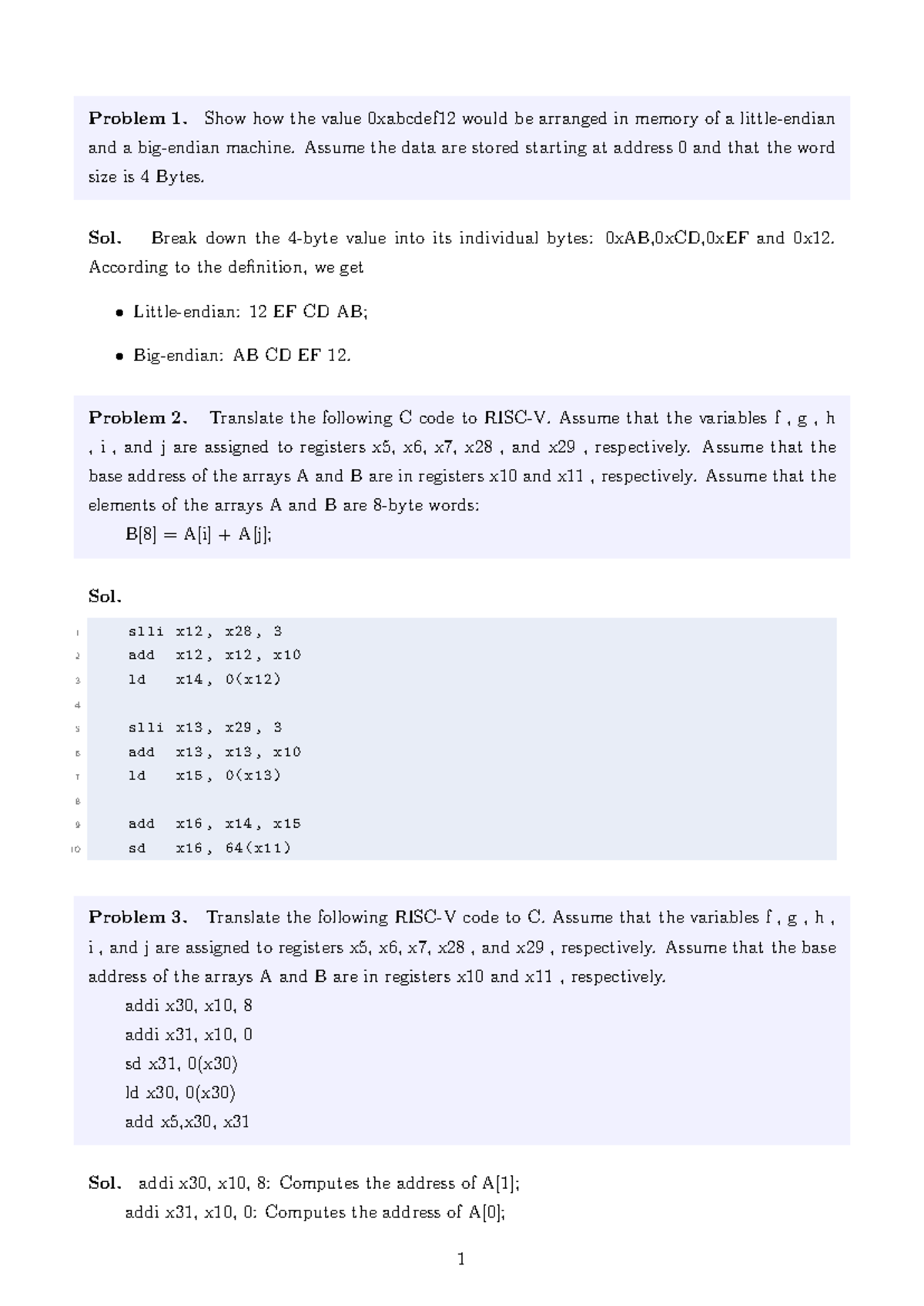 RISC-V Homework 2: Problem Solutions and Code Translations - Studocu