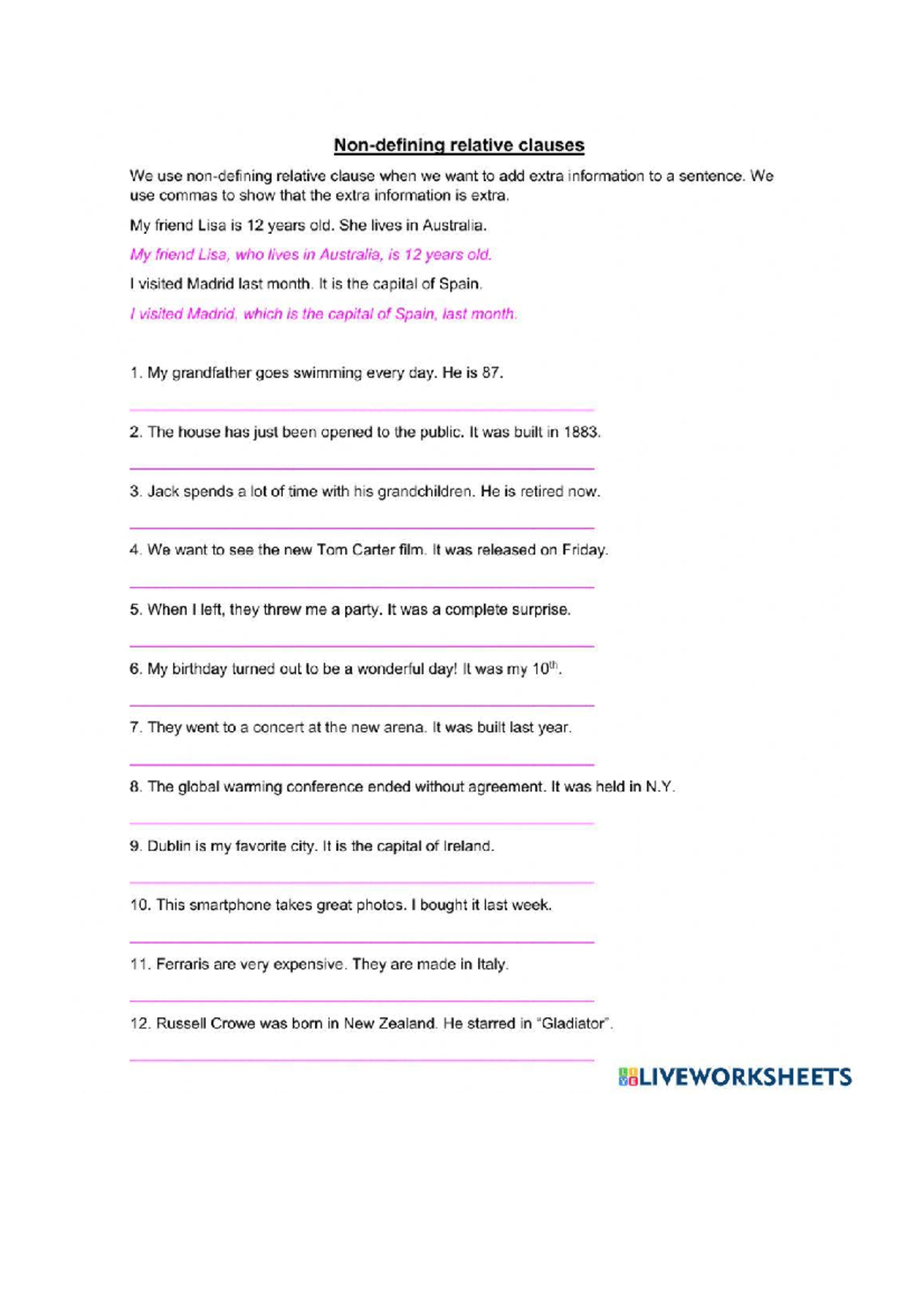 Non-Defining Relative Clauses: Adding Extra Info in Sentences - Studocu