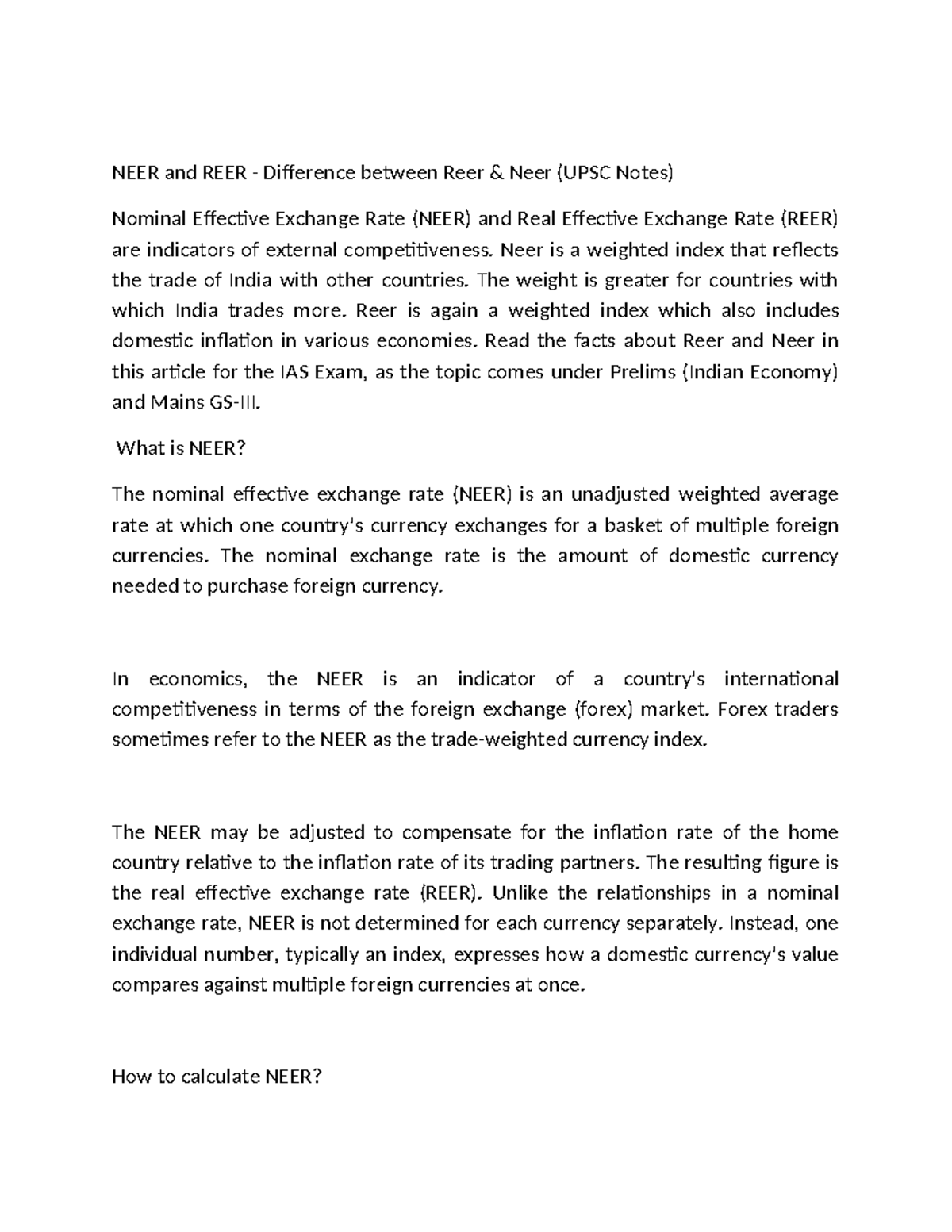 Neer and reer: Understanding their differences for upsc exam - Studocu