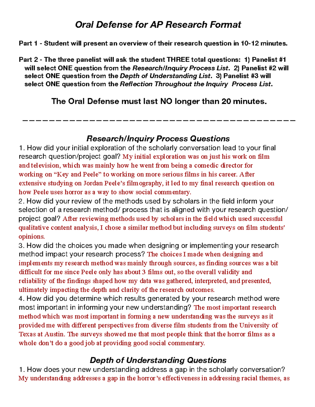 AP Research Oral Defense Preparation & Question Guide - Studocu