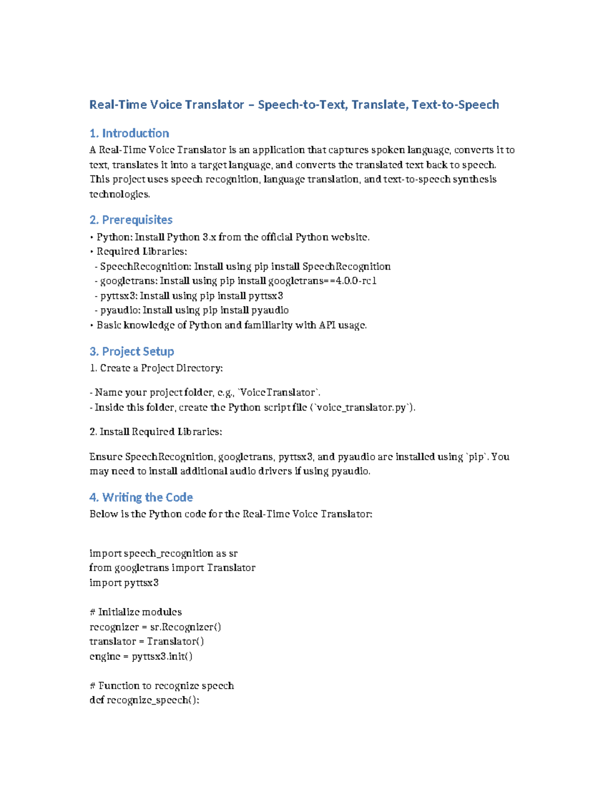 Real-Time Voice Translator Guide: Project Setup & Code - Studocu