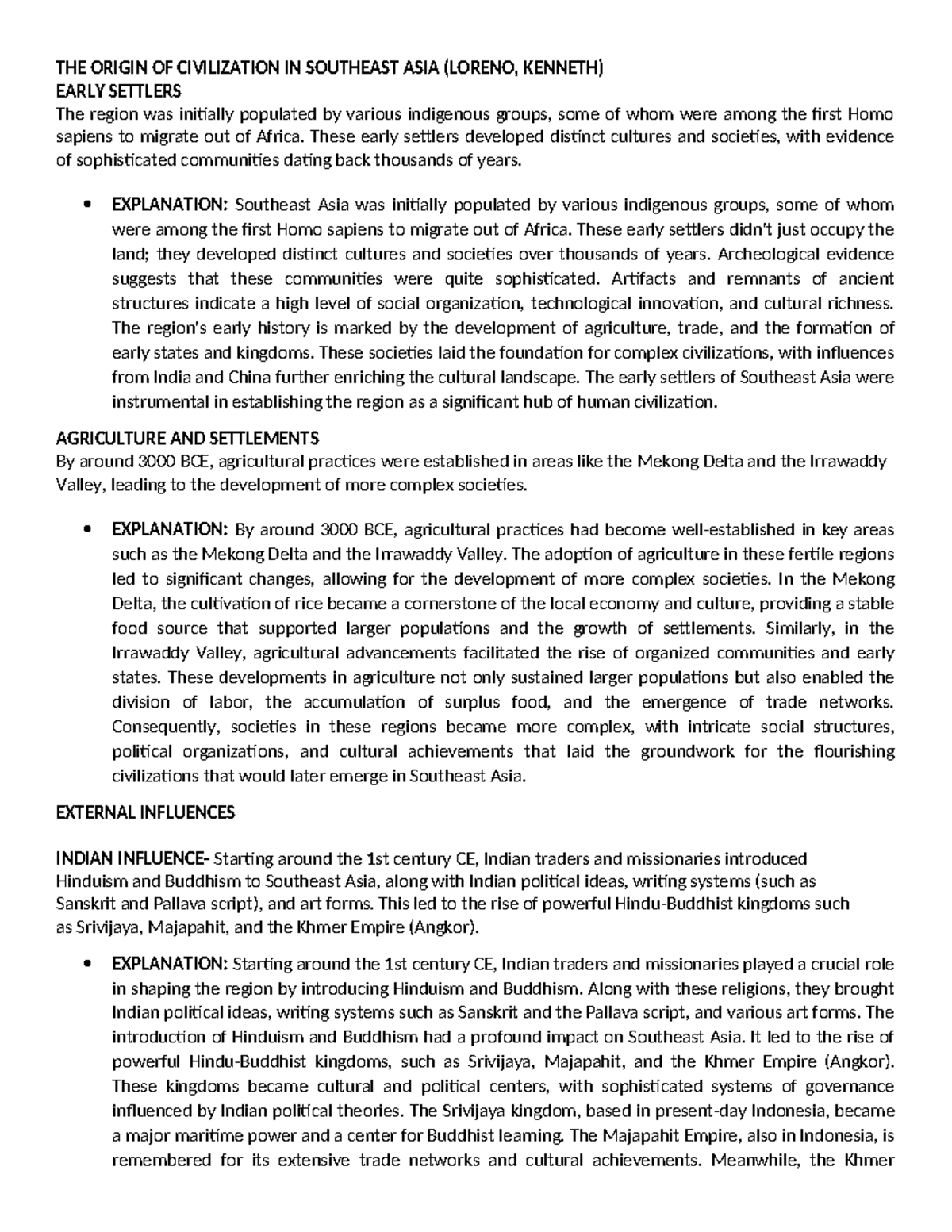 Southeast Asia Civilizational Timeline: Origins to Contemporary Era ...