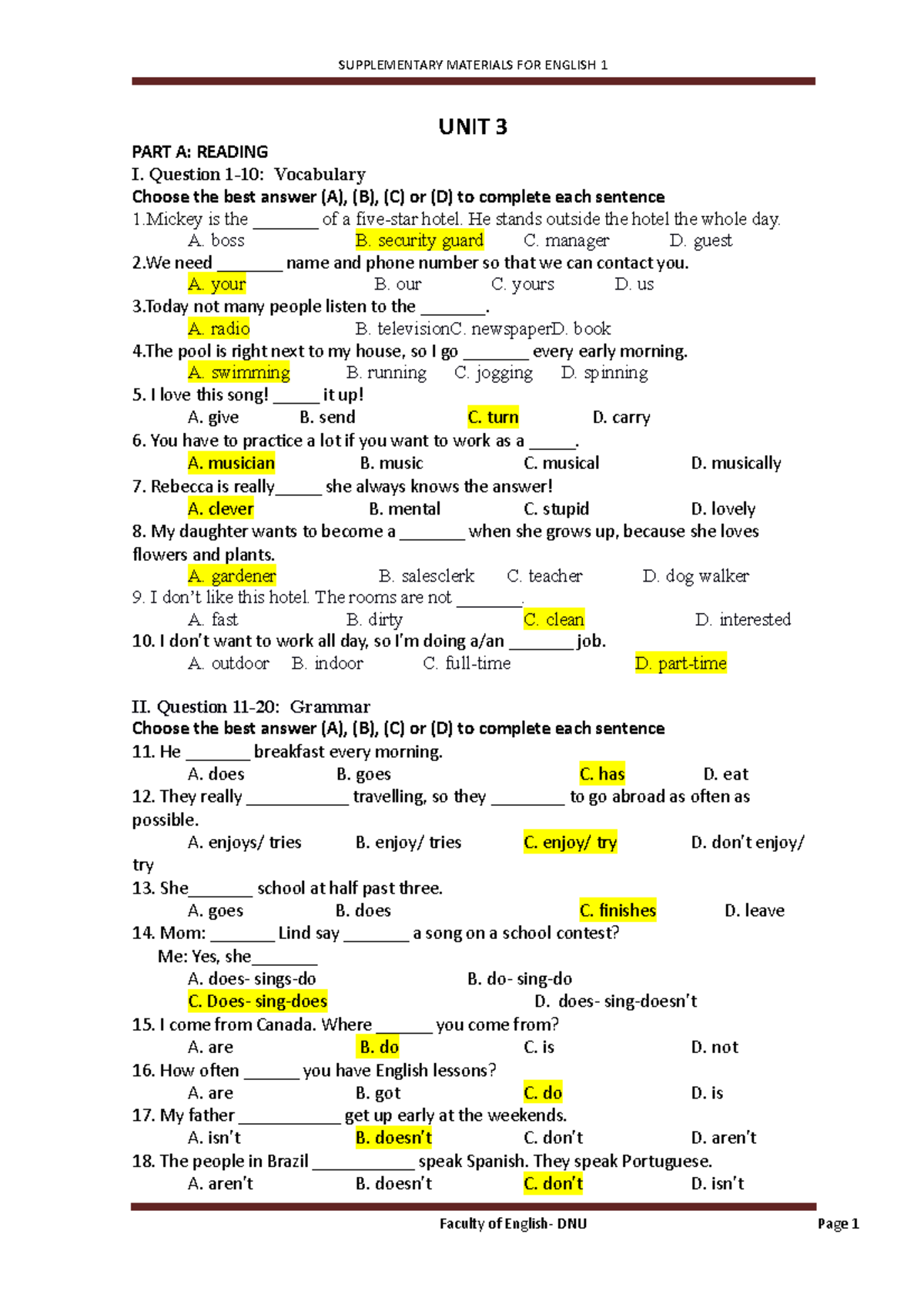Supplementary Materials for English 1 - Unit 3 Study Guide - Studocu