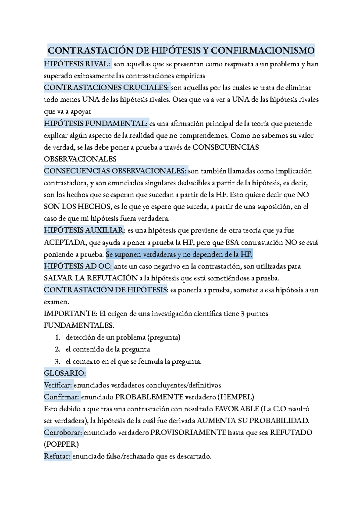 Contrastación de Hipótesis y Confirmacionismo: Análisis y Conceptos ...