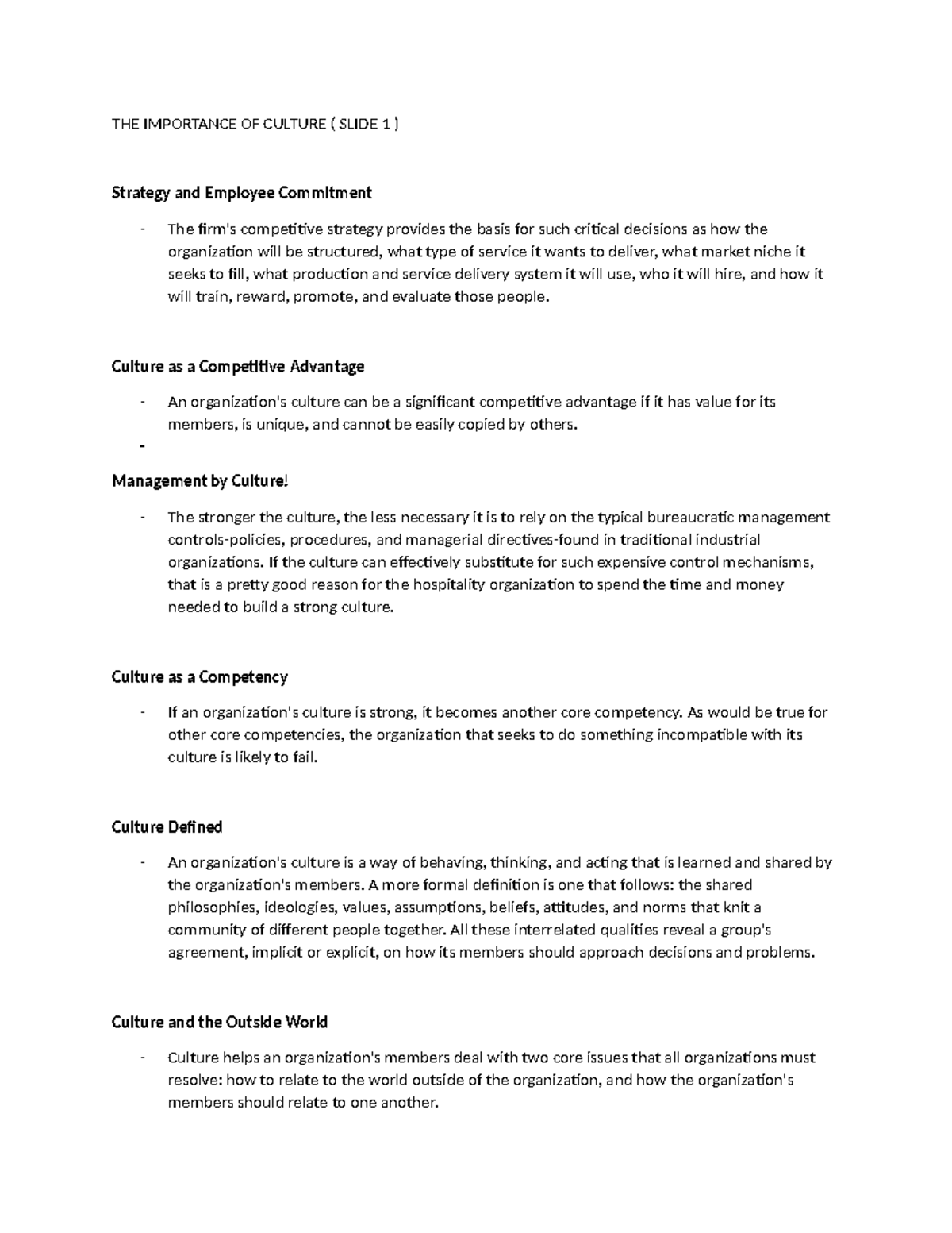 THE IMPORTANCE OF CULTURE: Strategy & Employee Commitment (SLIDE 1 ...