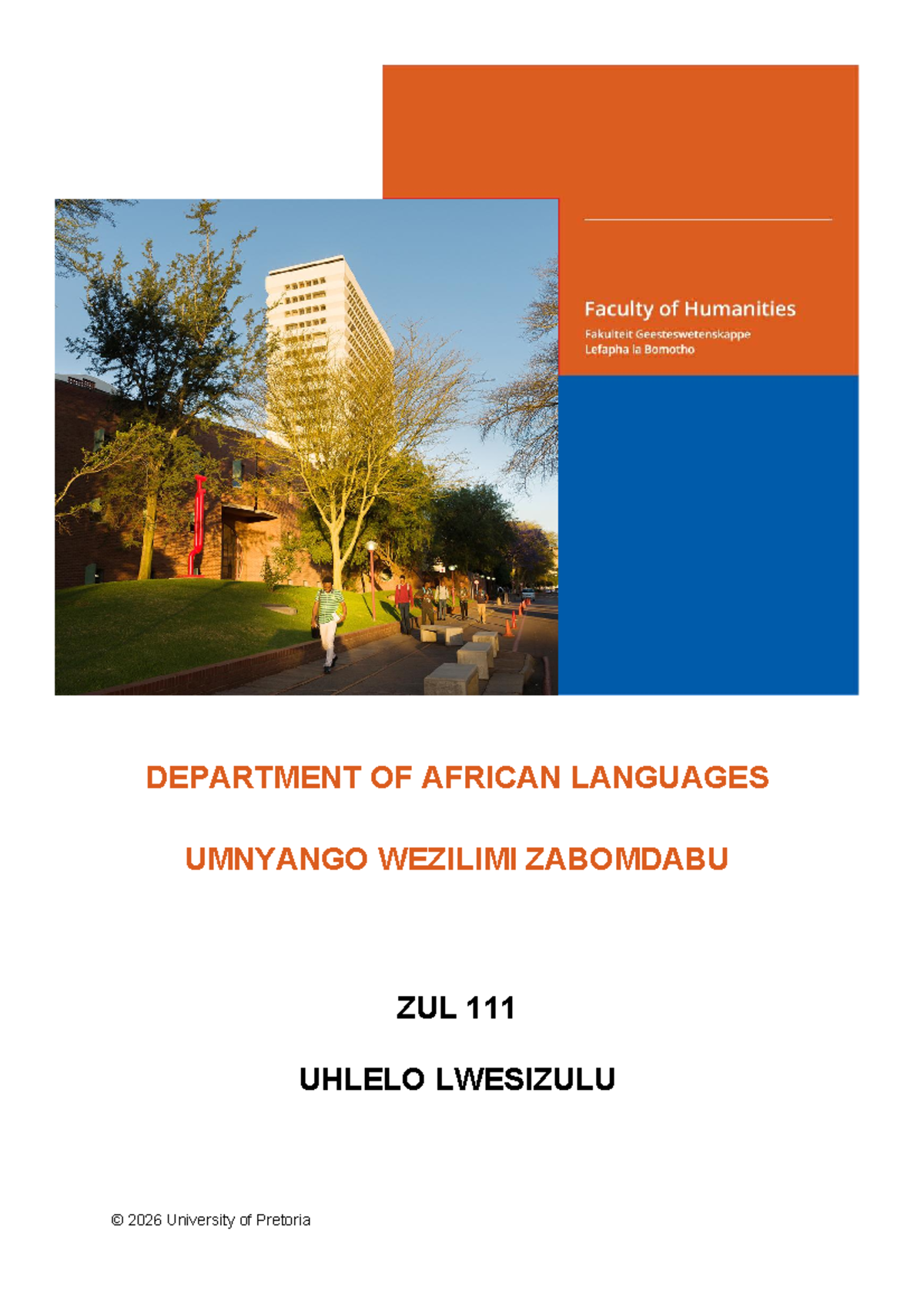ZUL 111 Study Manual: Uhlelo Lwesizulu 2026 - Studocu