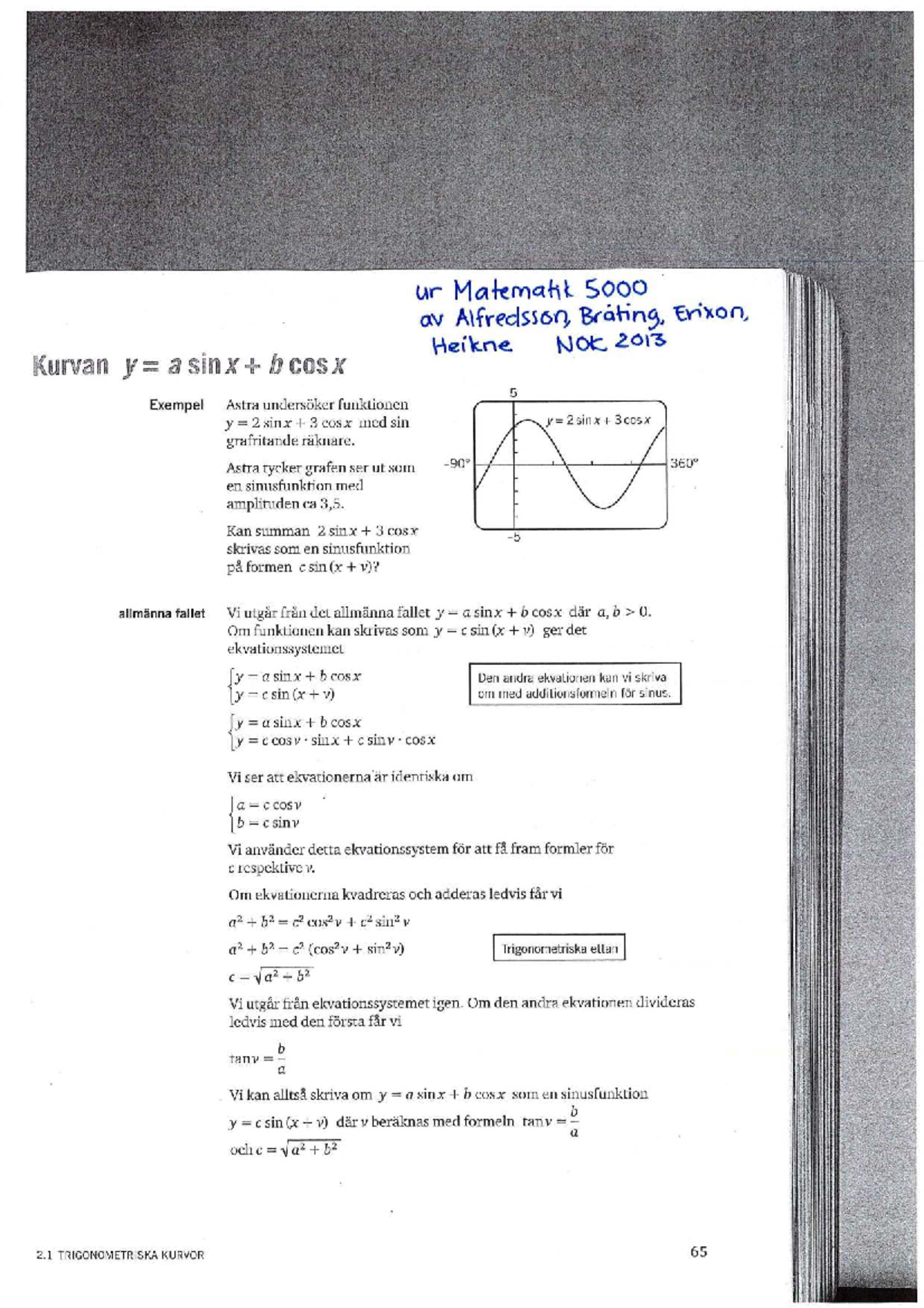MA5000 Trigonometriska Kurvor: Övningar om y=asinx+bcosx - Studocu
