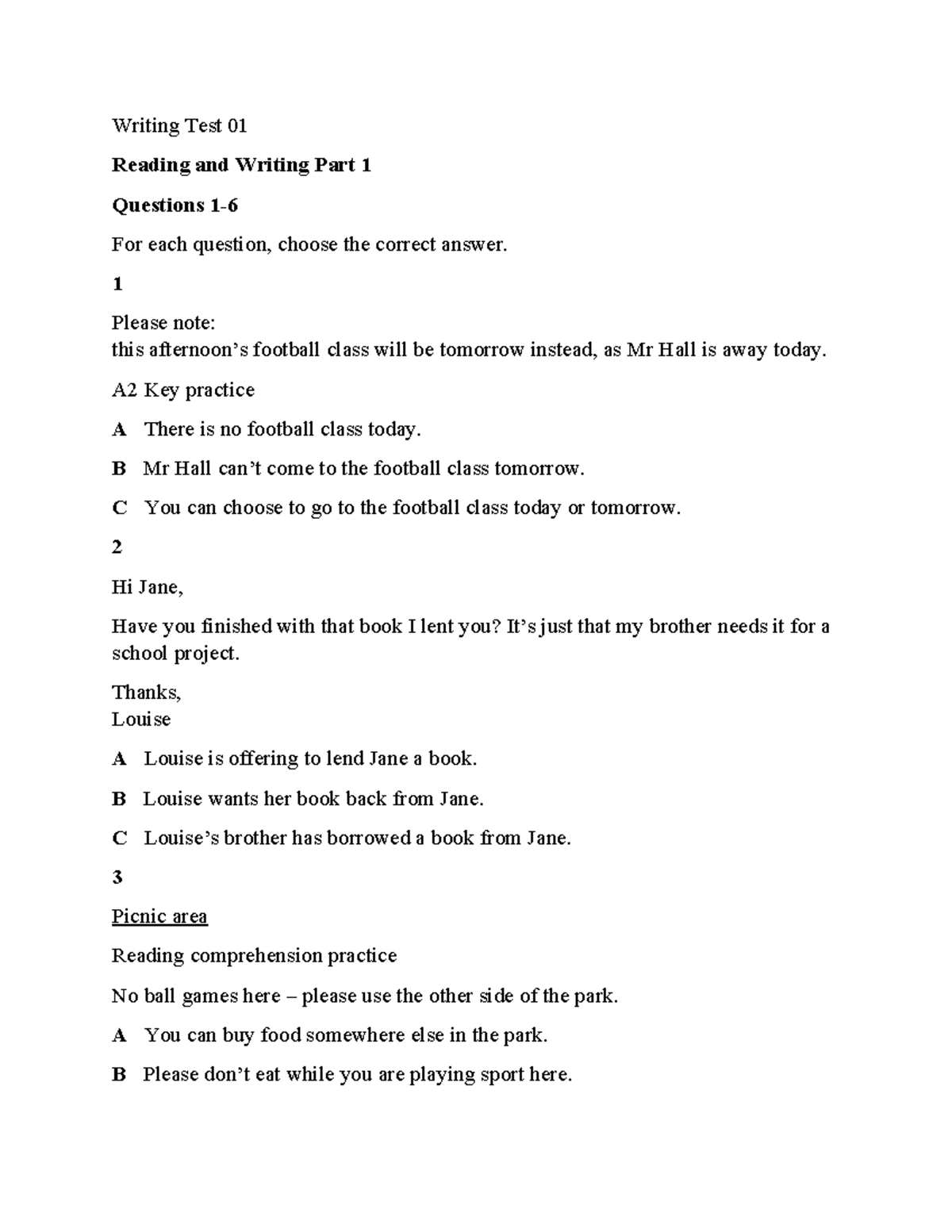 Reading KET A2 - Practice Questions and Strategies for Success - Studocu