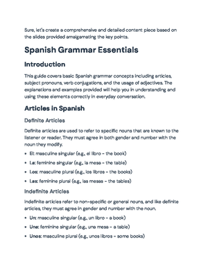 Spanish Grammar Fundamentals: Articles, Adjectives, and Verbs ...