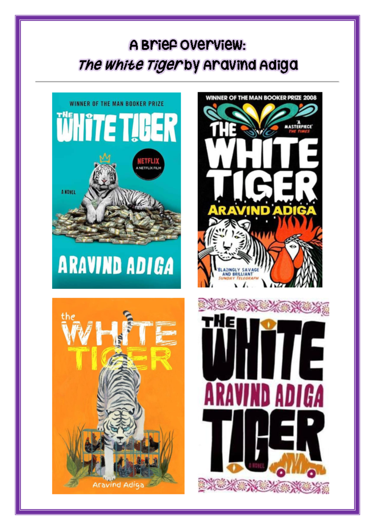 The White Tiger: A Comprehensive Summary and Analysis IEB - Studocu