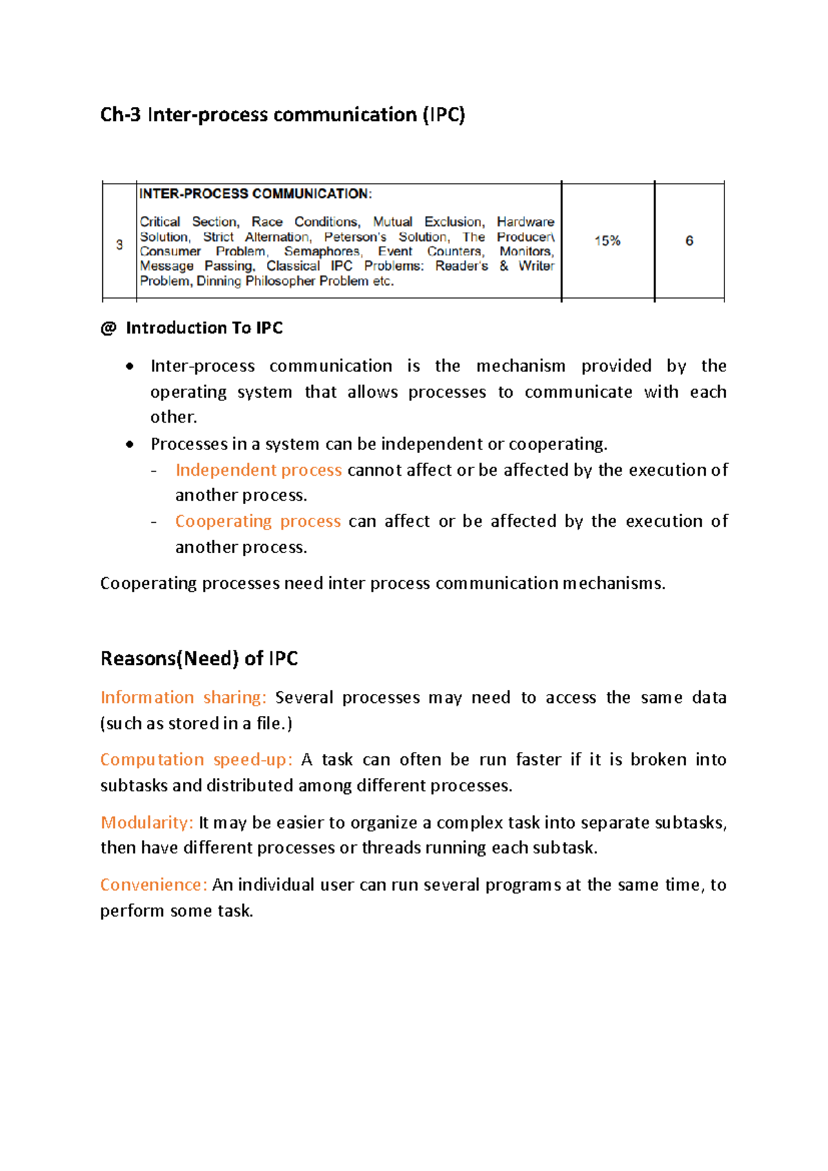 IPC and Synchronization in Operating Systems: Unit-3 Overview - Studocu