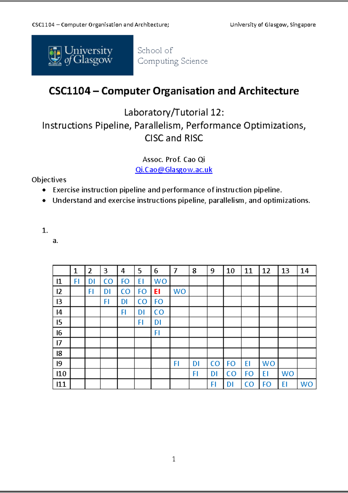 Labs 12 of CSC1104 - Computer Org Arch Solution - CSC1 104 – Computer ...
