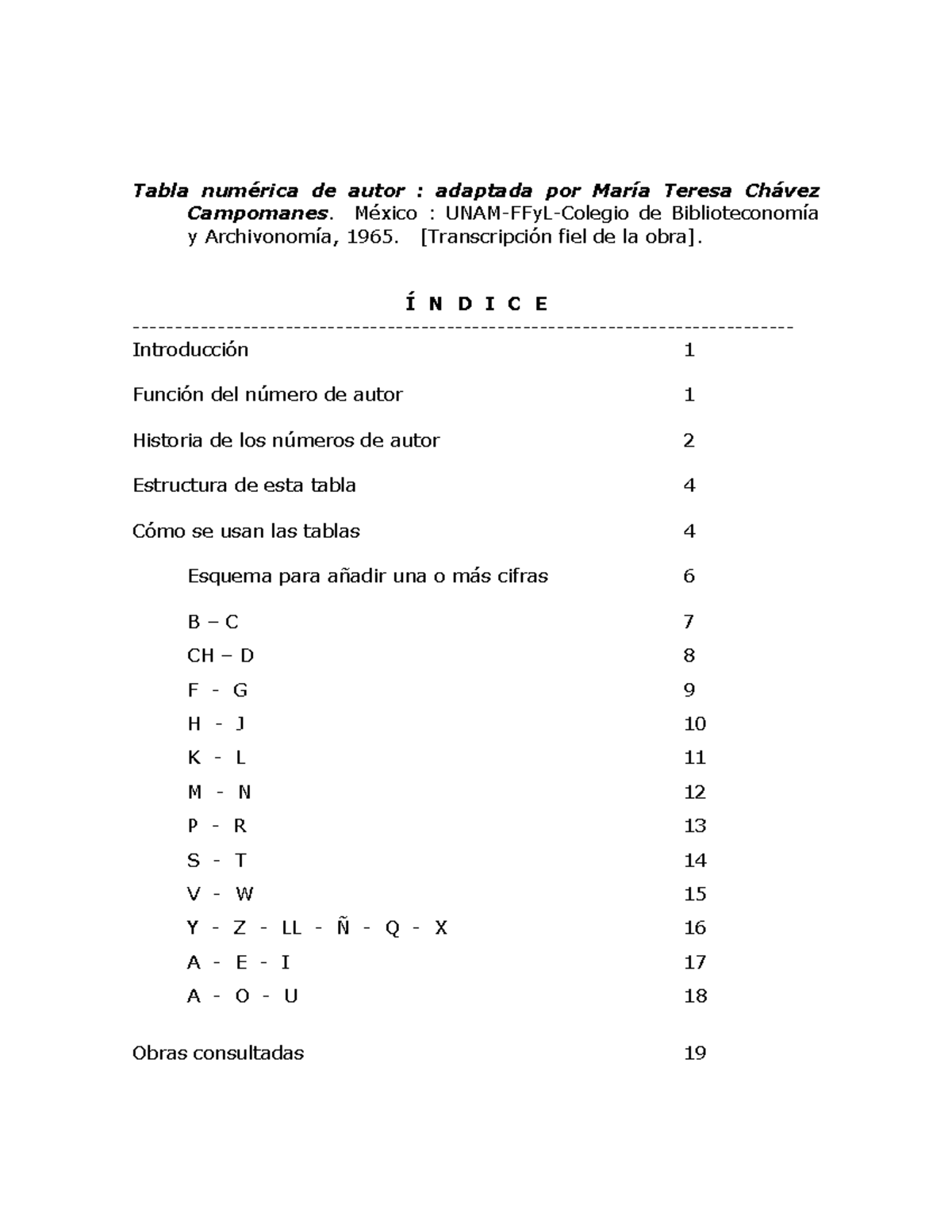 Cutter - Tabla de Archivo para Números de Autor en Bibliotecas - Studocu
