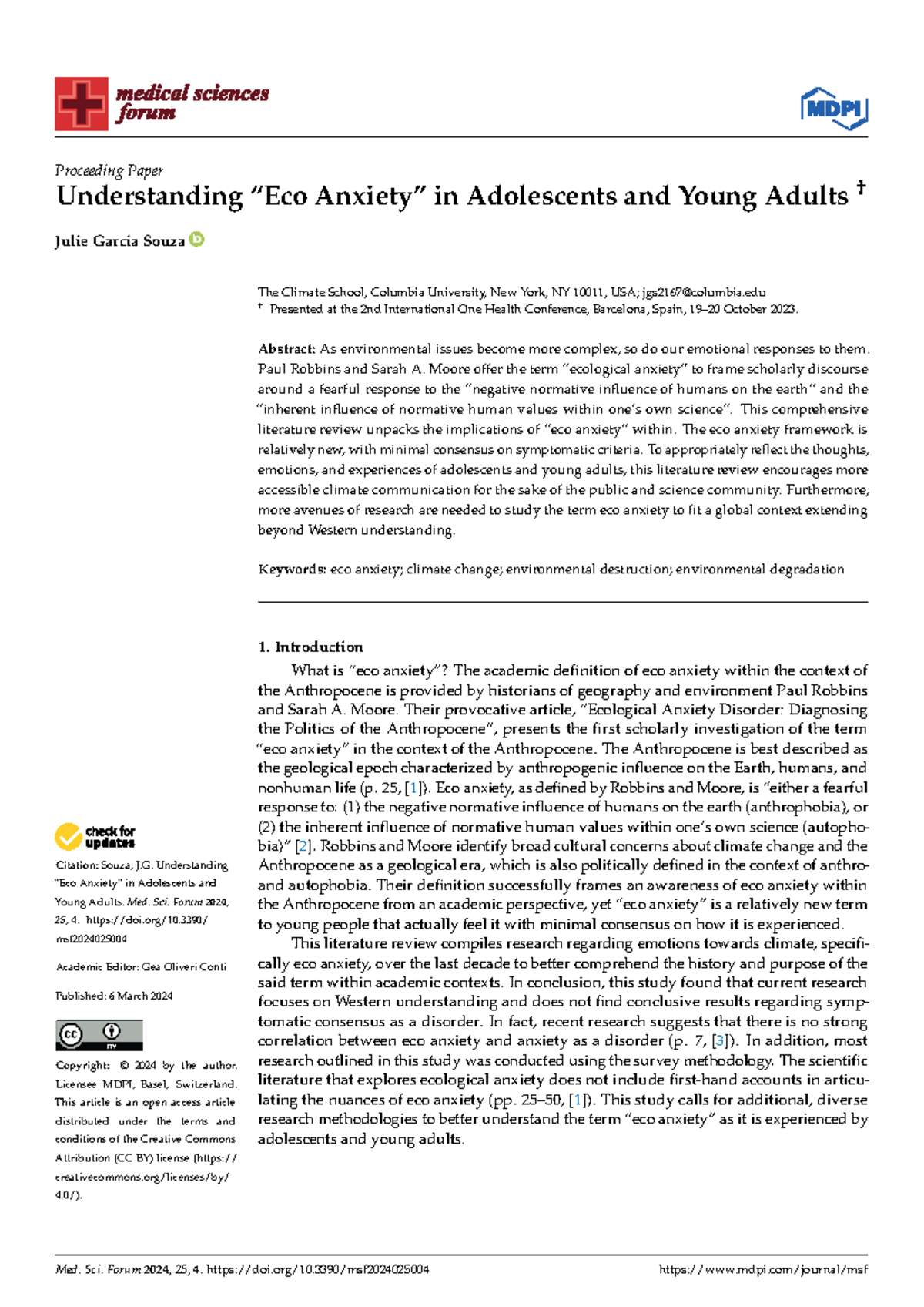 Understanding Eco Anxiety in Adolescents and Young Adults: A Literature ...