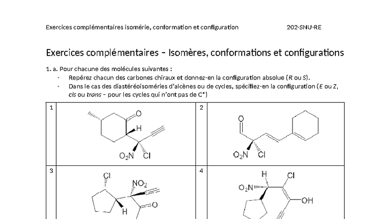 Exercices Complémentaires Isomérie et Conformation A2025 CT - Studocu