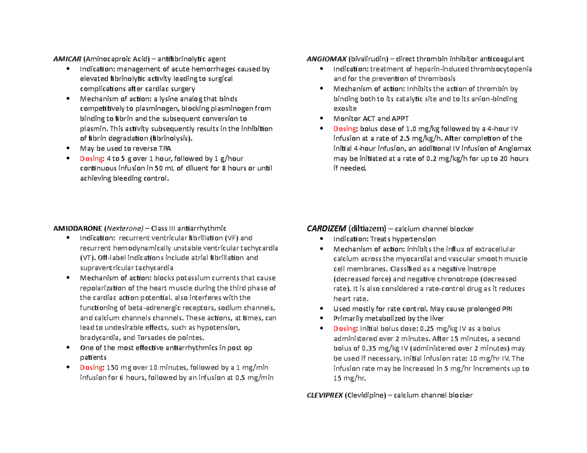 ICU Medication Guide: Titratable Drips and Dosing Protocols - Studocu