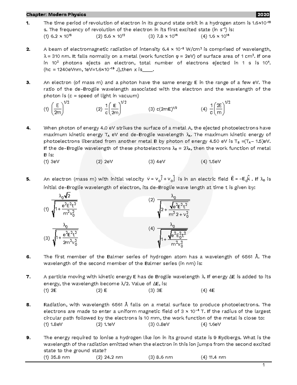 Chapter: Modern Physics (2022-2023) Study Notes - Studocu