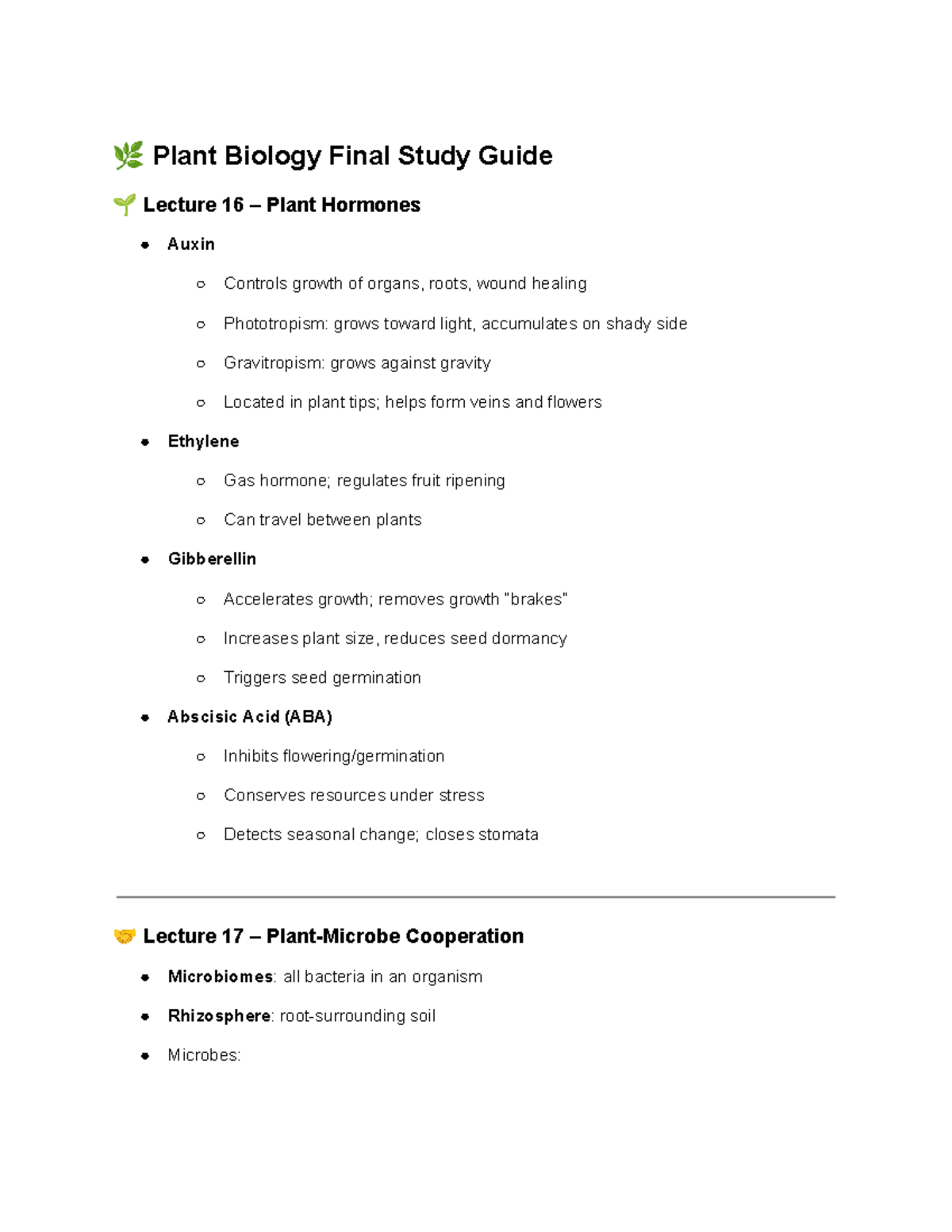 Plant Biology Final Study Guide (Course Code: PLBIO 101) - 🌿 Plant ...