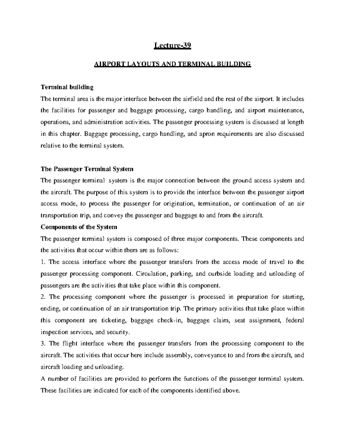 Airport Layouts AND Terminal Building - Lecture- 39 AIRPORT LAYOUTS AND ...