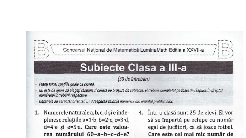 Subiecte Clasa a 3-a - 30 de Întrebări pentru Examen - Studocu