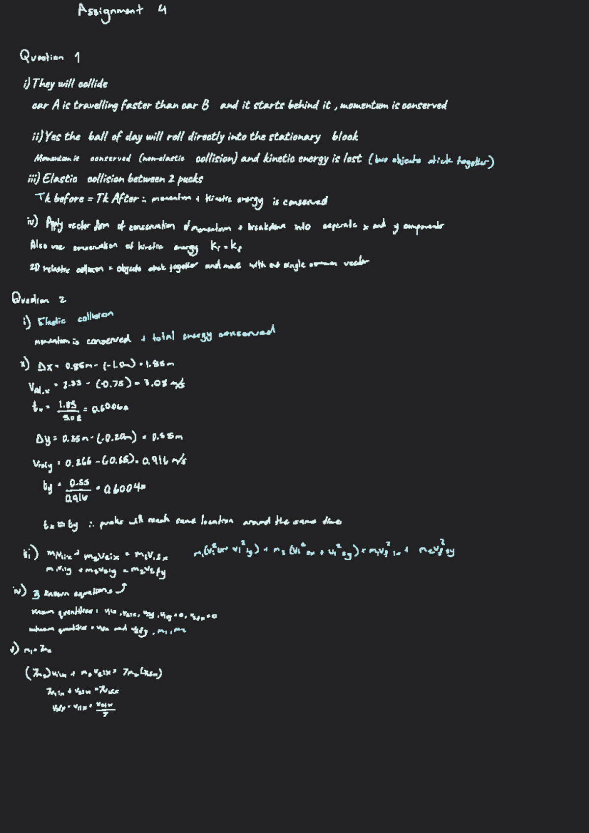 Assignment 4: Momentum and Energy Conservation in Collisions - Studocu