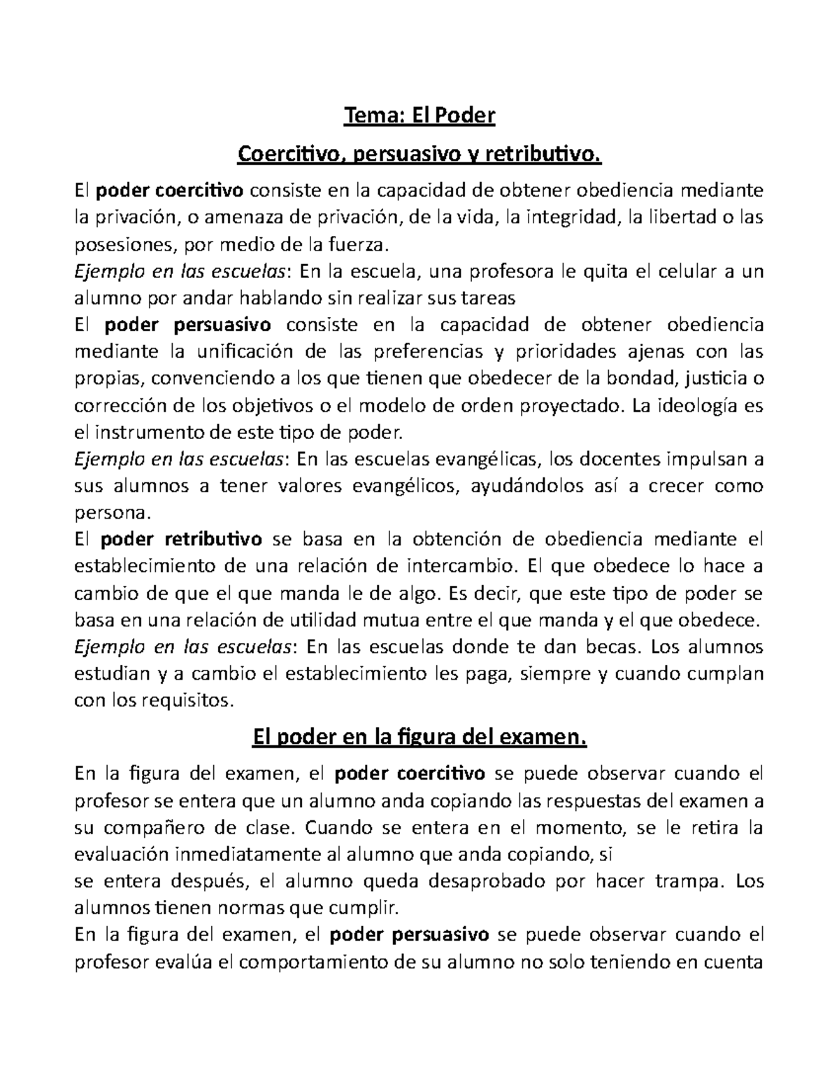 El Poder - resumen - Tema: El Poder Coercitivo, persuasivo y ...