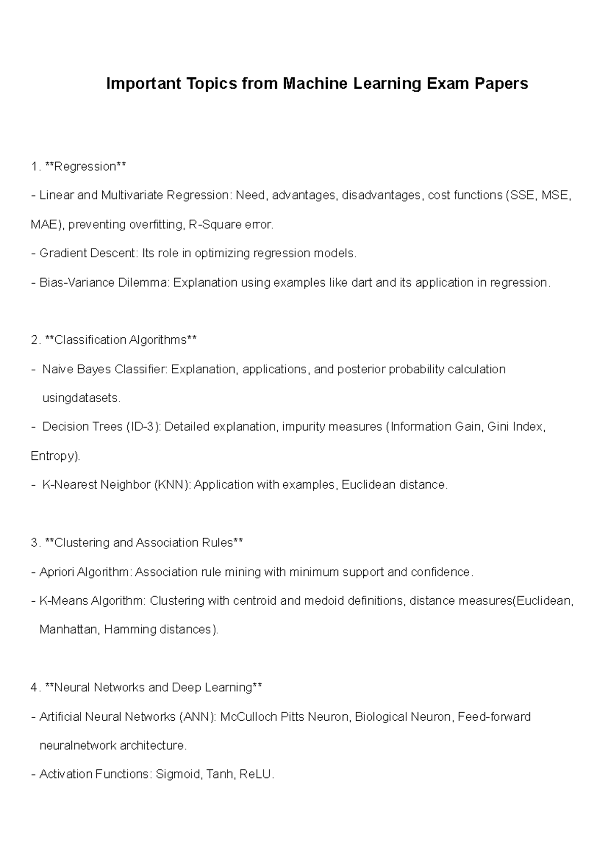 ML Exam Important Topics & Trends: Regression, Classification & More ...