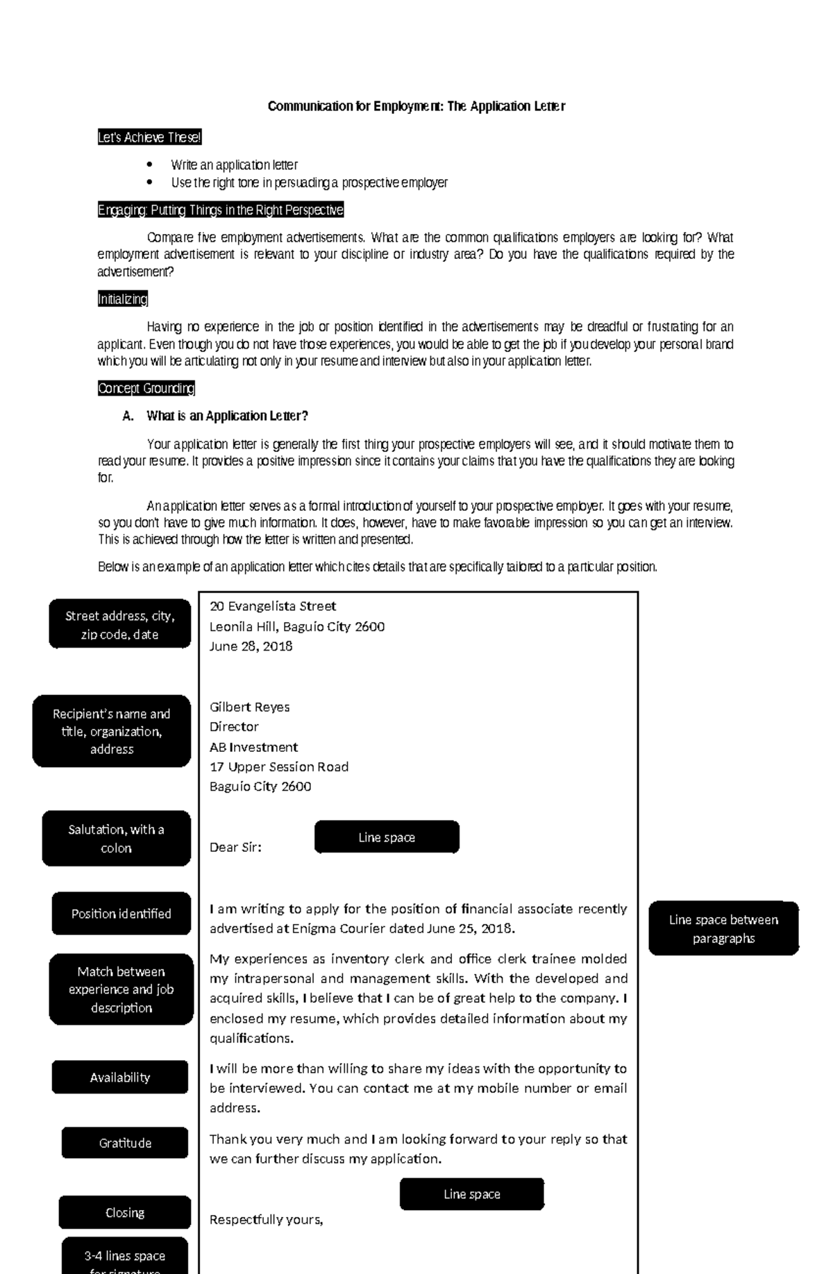Application Letter Writing Guide for Effective Job Communication - Studocu