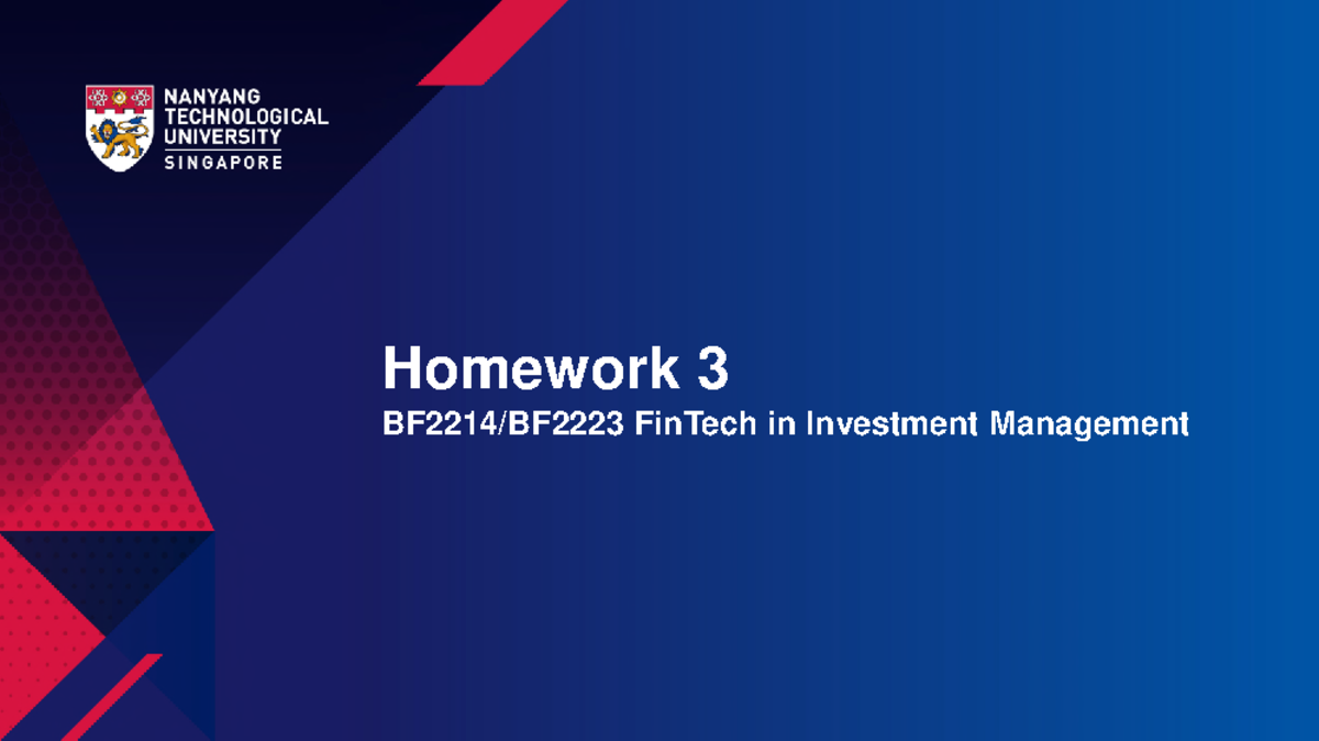 BF2223 HW3 - Reflection on FinTech in Investment Management - Studocu