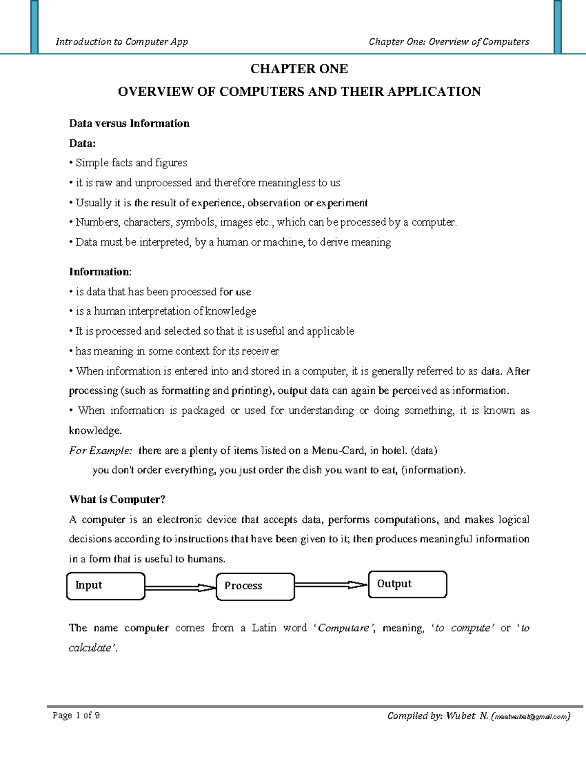 Chapter 1: Overview of Computers & Their Management Applications - Studocu
