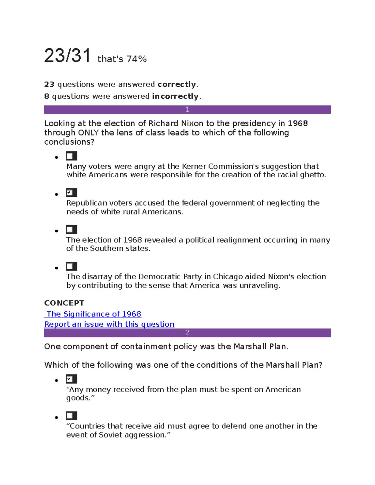 US History II unit 3 milestone 3 - 23/31 that's 74% RETAKE 23 questions ...