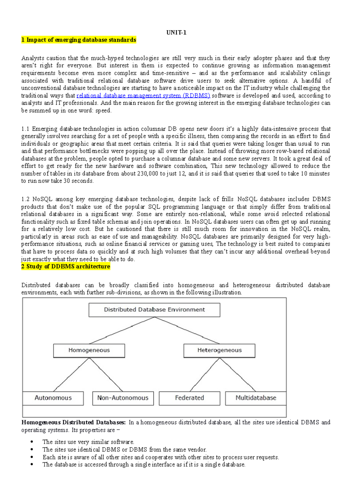 Adbms Unit 1 - NOTES - UNIT- 1 Impact of emerging database standards ...