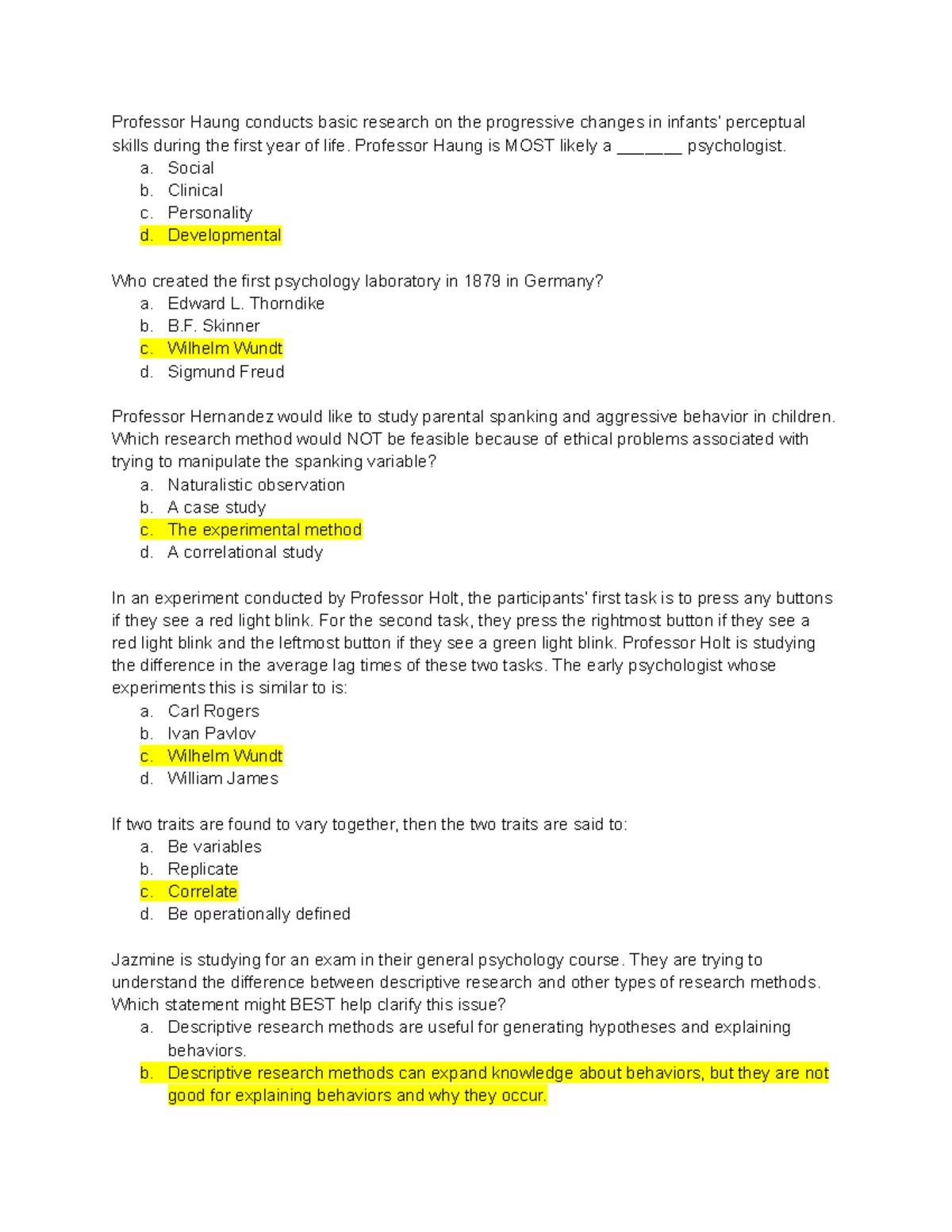Final Exam Study Guide for Psychology (PSY101) - Studocu