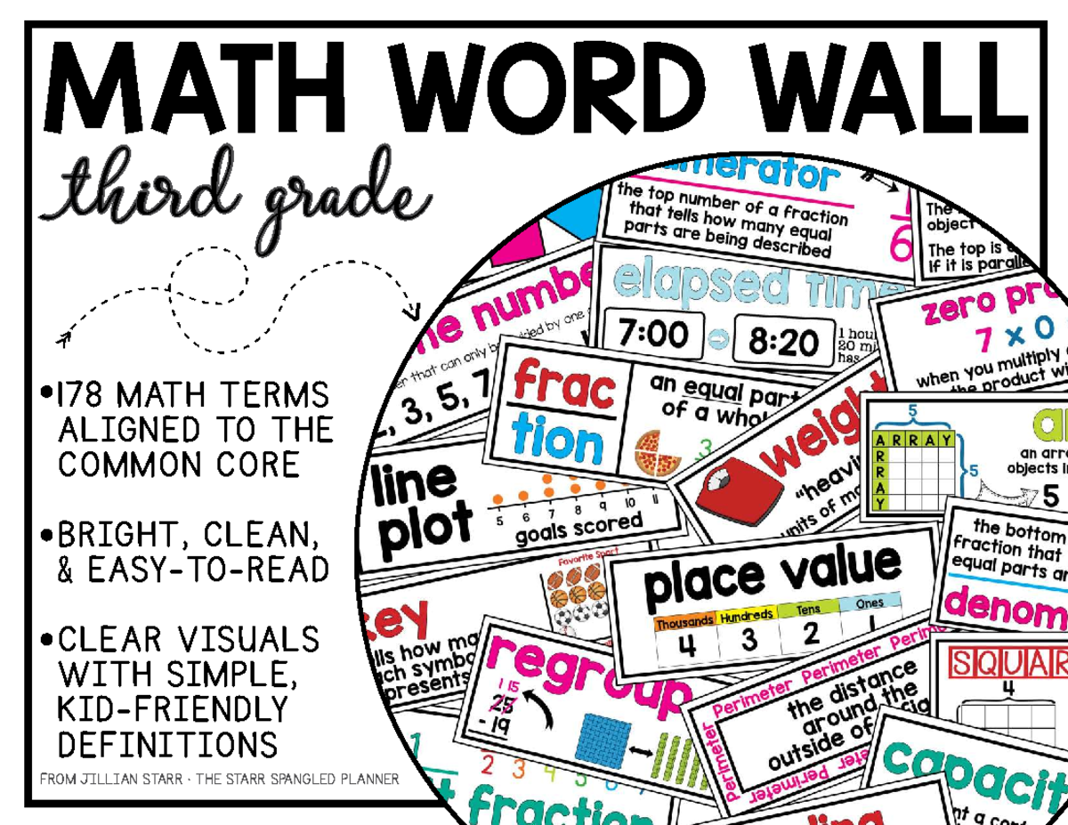 Math Word Wall for 3rd Grade: 178 Common Core Terms - Studocu
