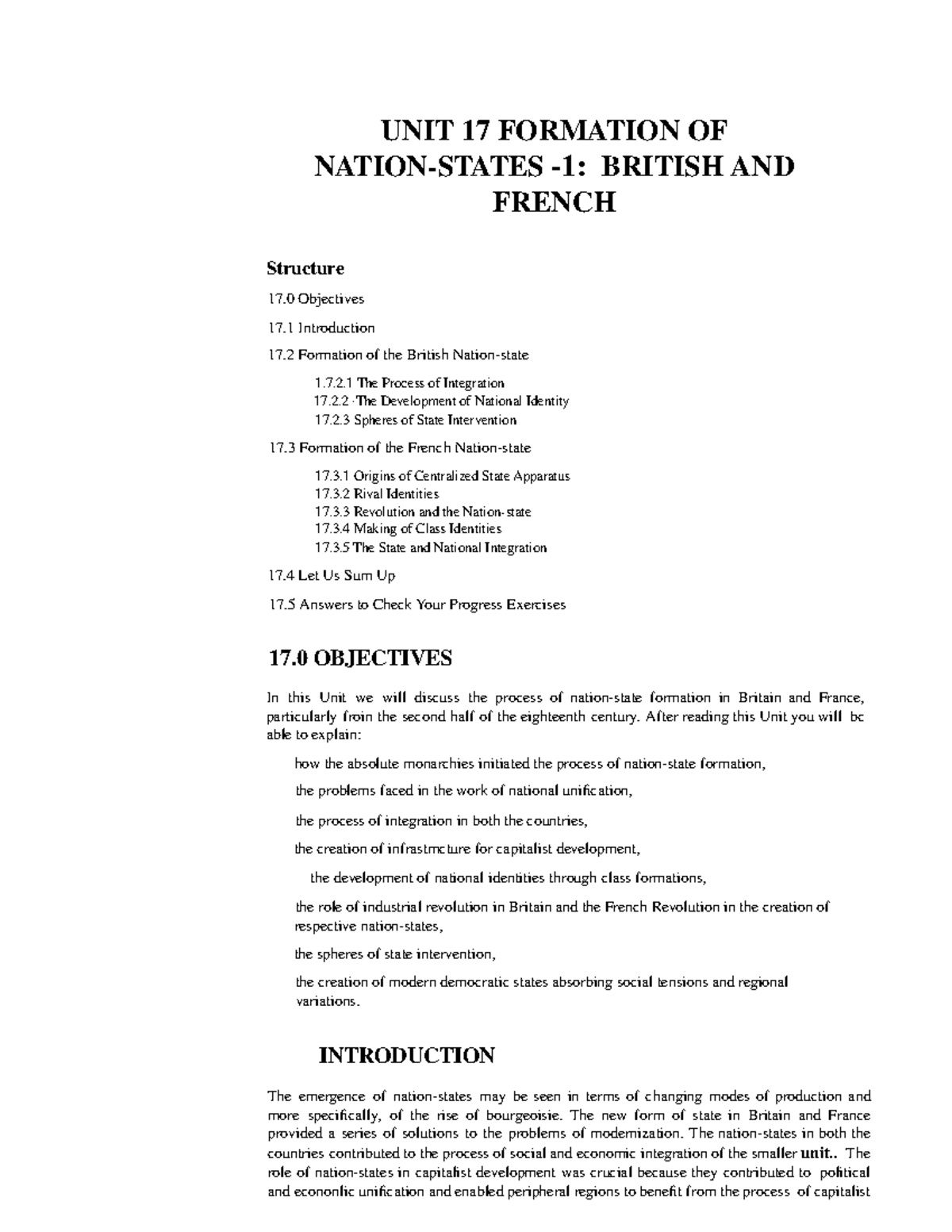 Unit 17 History Notes - how the British and the French nation-states ...
