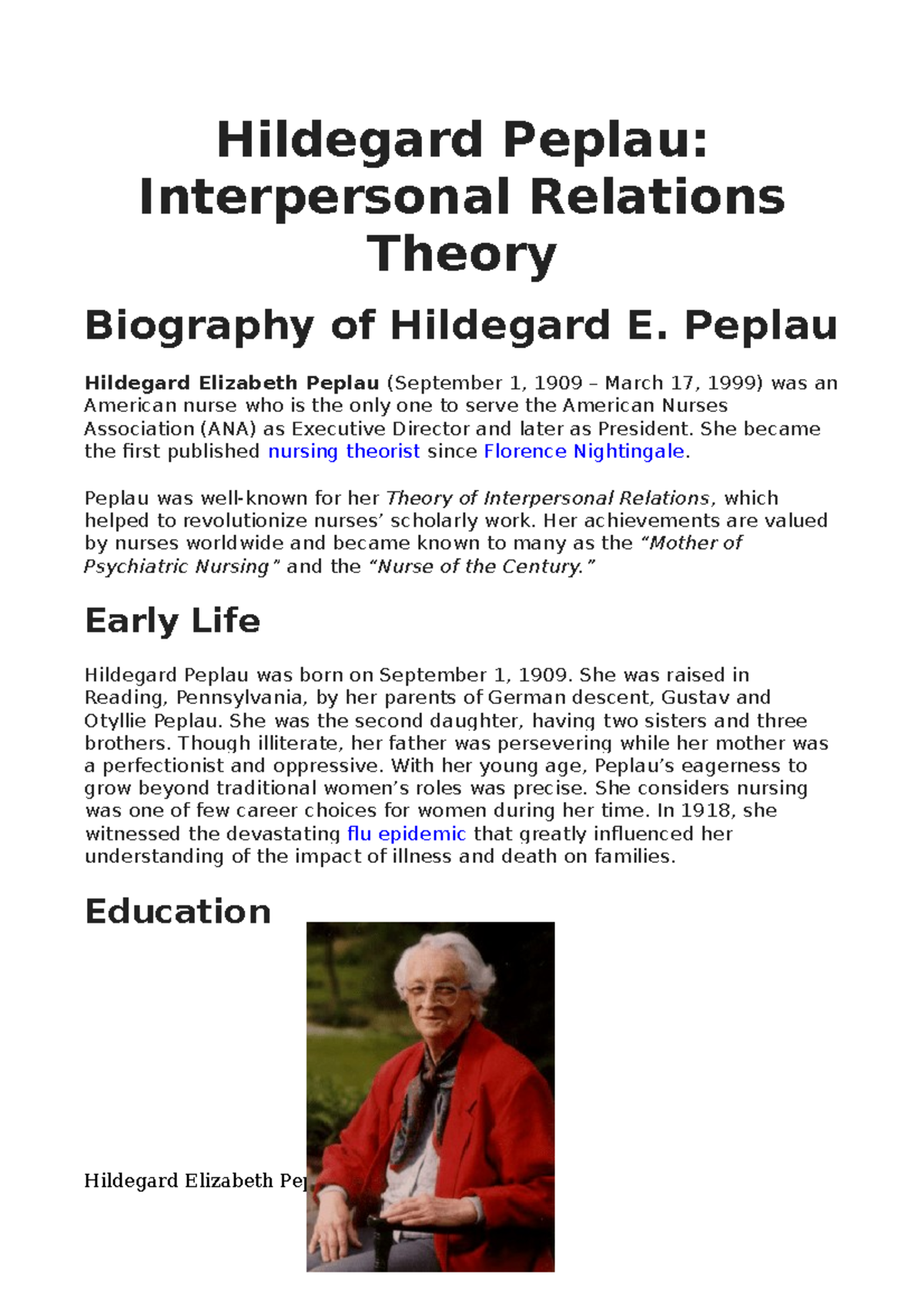 Hildegard Peplau: Interpersonal Relations Theory Overview and Impact ...