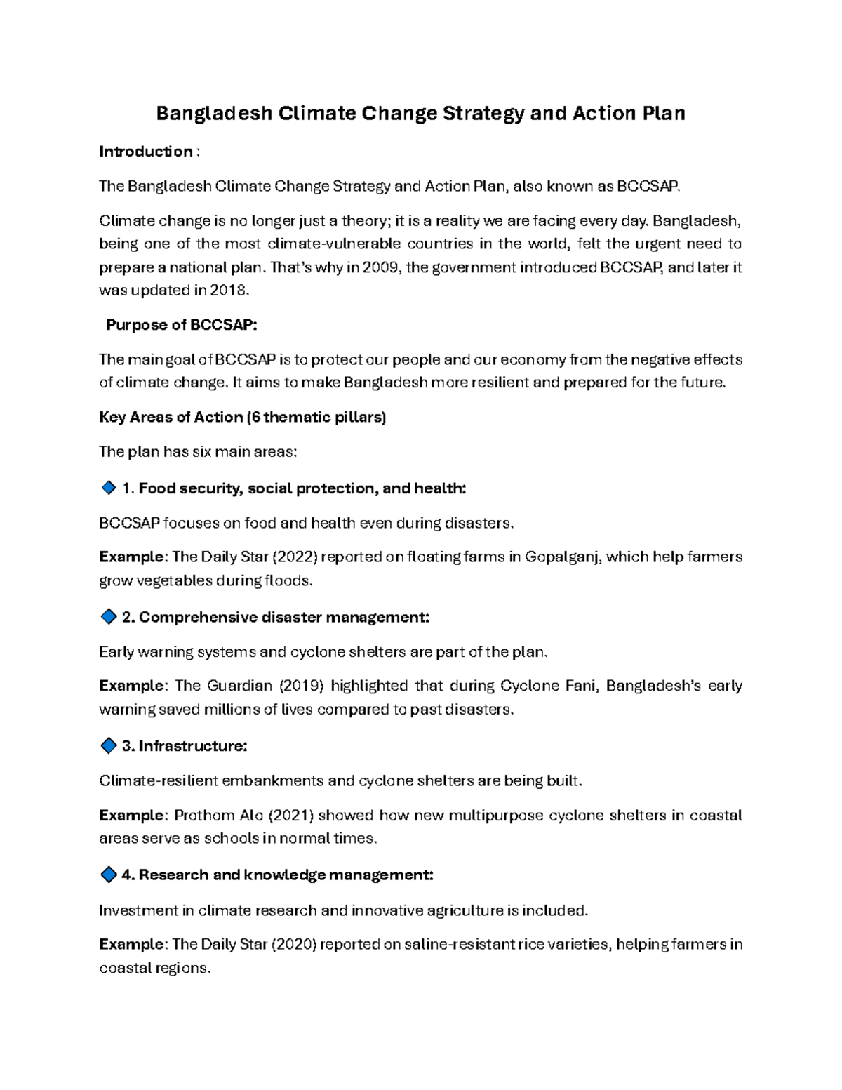 BCCSAP & Environmental Policy of Bangladesh: Strategies for Resilience ...