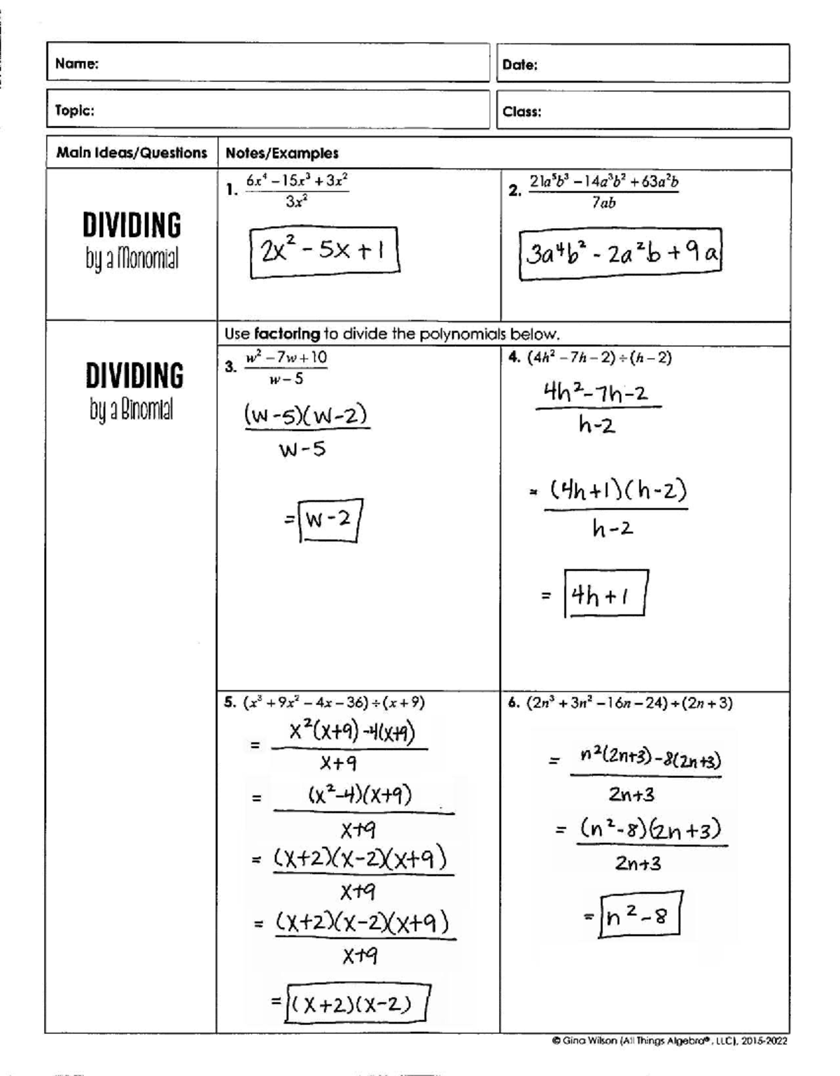 Dividing Polynomials Notes (MATH 101) - Studocu
