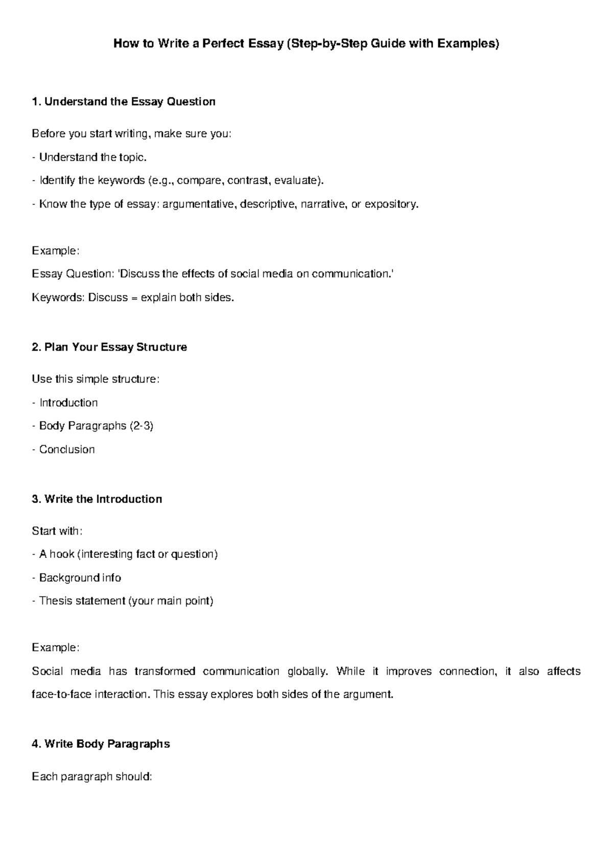 Perfect essay writing guide: tips and examples for success - Studocu