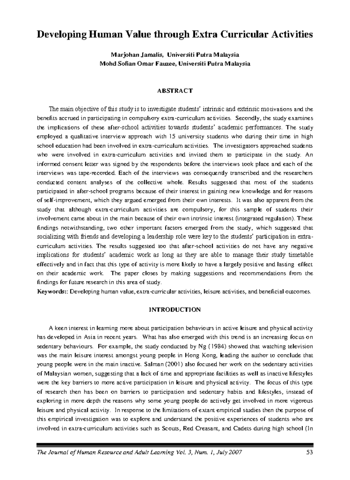 ESS222 - Developing Human Values through Extracurricular Activities - Studocu