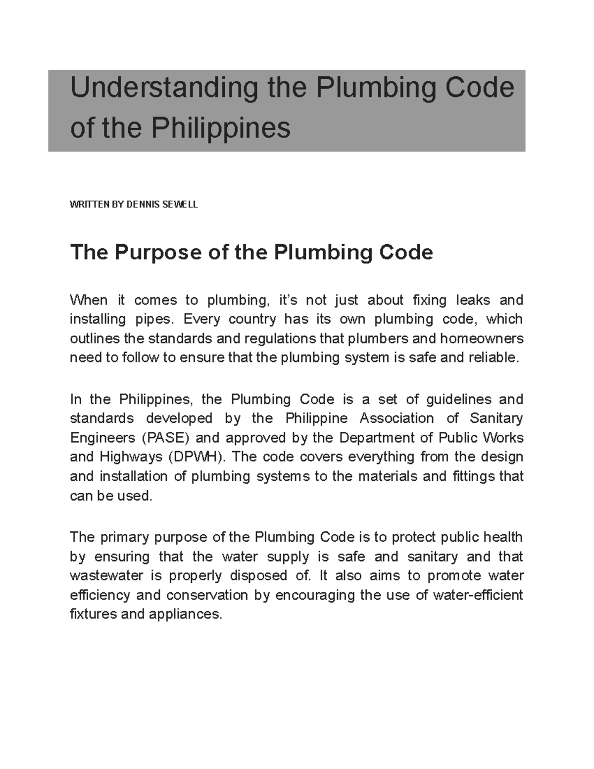 Understanding the Plumbing Code of the Philippines: Key Guidelines and ...