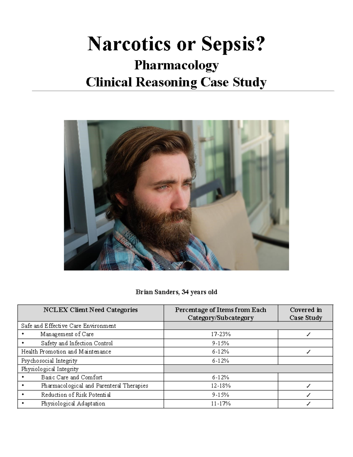 Pharmacology Clinical Reasoning Case Study: Brian Sanders (NCLEX) - Studocu