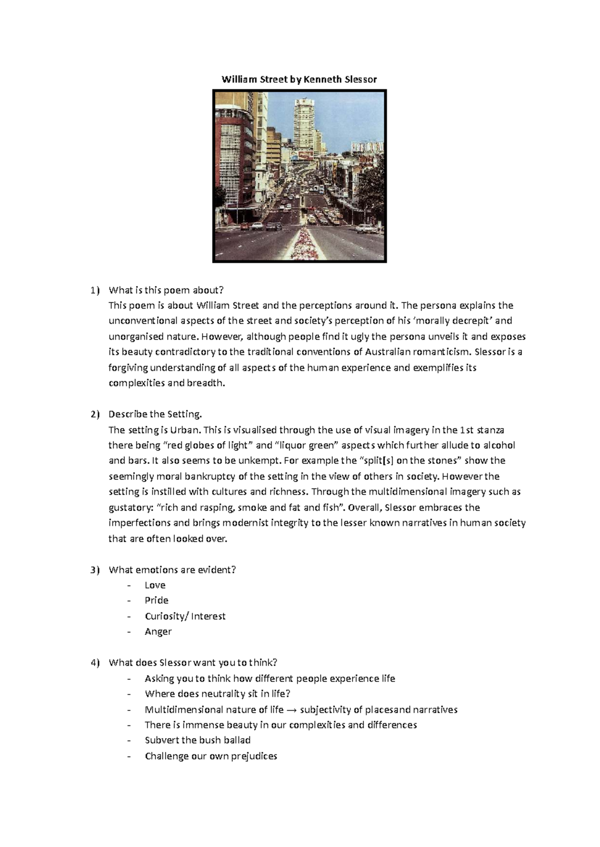 Analysis of "William Street" by Kenneth Slessor: Urban Beauty and ...