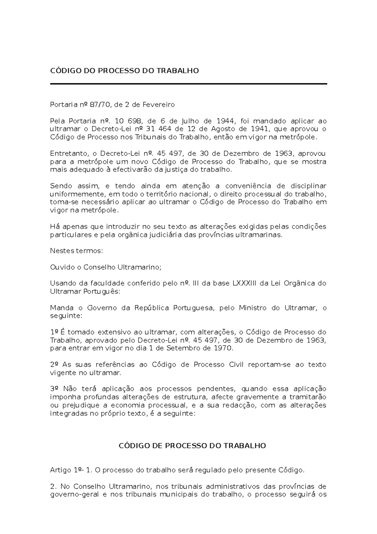 Código de Processo do Trabalho: Alterações e Aplicações (PT) - Studocu